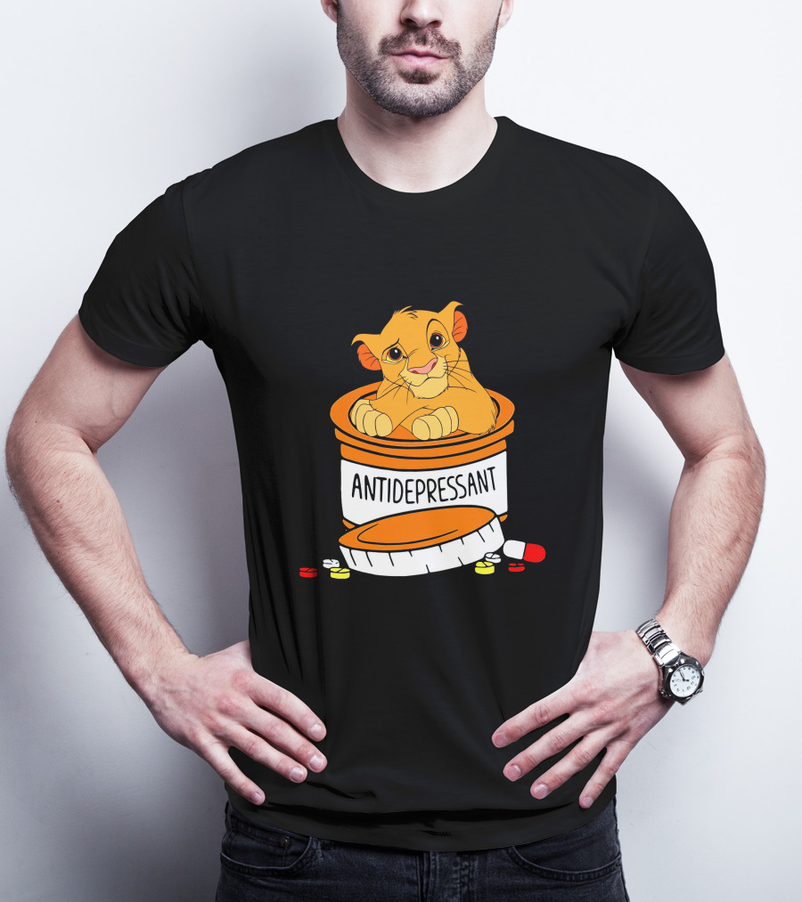Simba Antidepressant Prescription Cartoon Pills T-Shirt