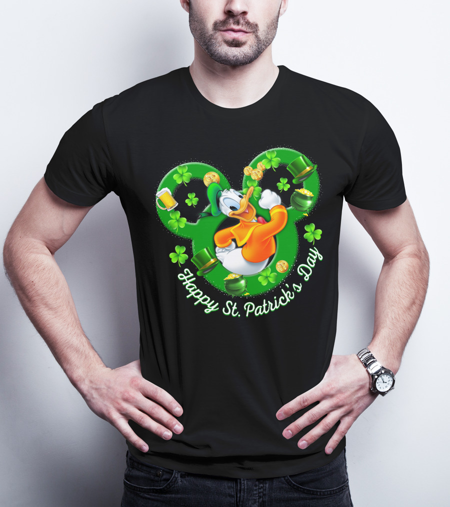 Happy St. Patrick's Day Donald Duck Shamrock Mickey Ears T-Shirt