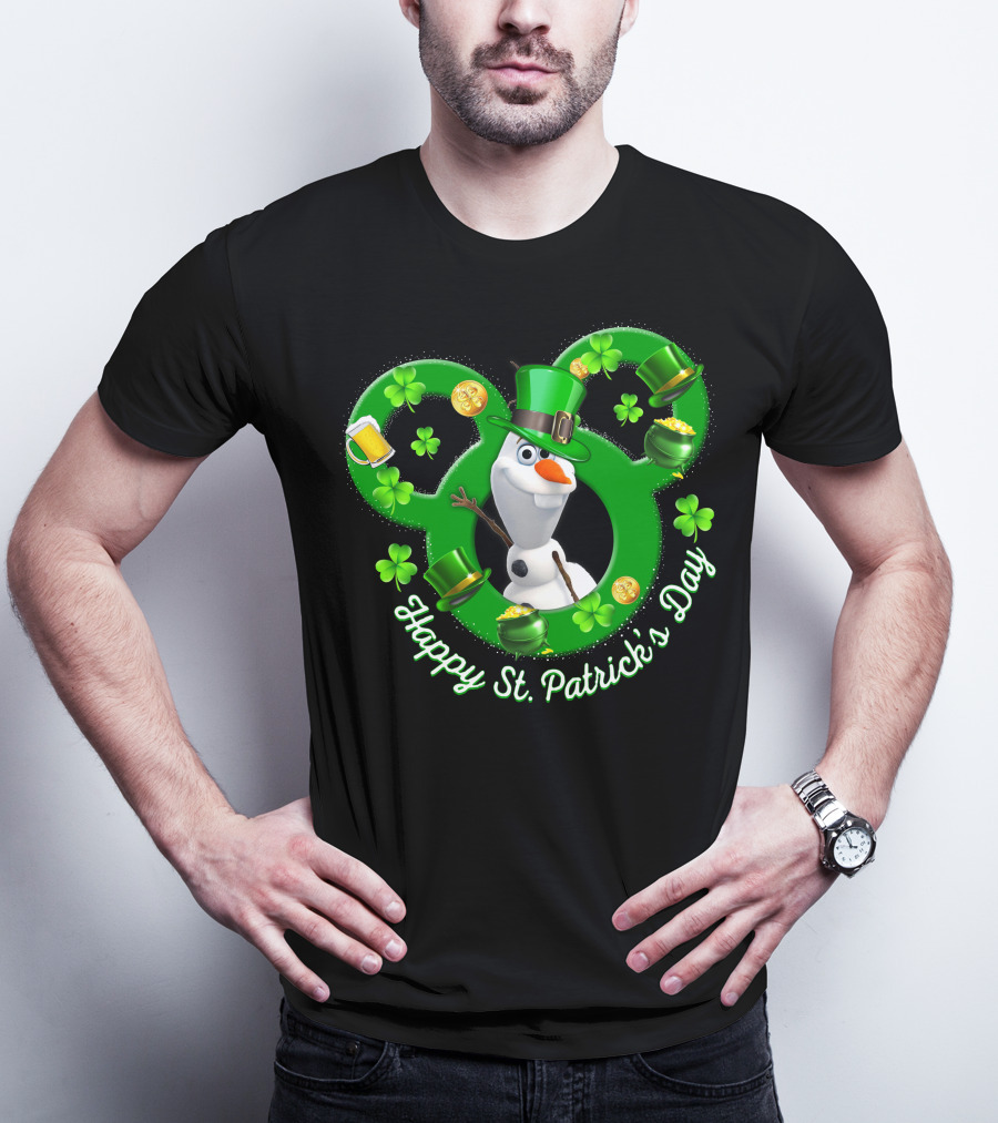 Olaf Happy St. Patrick's Day Mickey Mouse Shamrocks And Hats T-Shirt