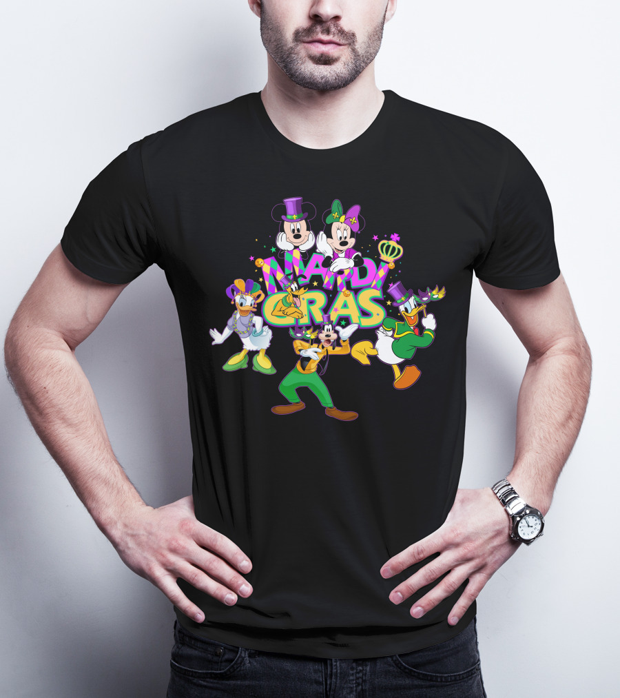Mardi Gras Mickey Minnie Donald Daisy Goofy T-Shirt