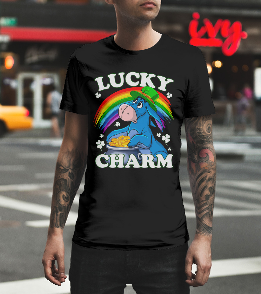 Leprechaun Rainbow Eeyore Lucky Charm Clover St. Patrick's Pot Of Gold T-Shirt