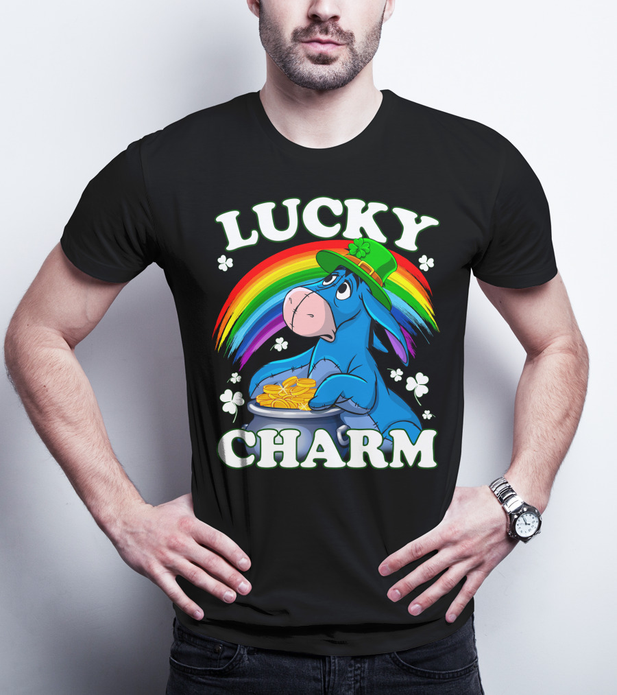 Leprechaun Rainbow Eeyore Lucky Charm Clover St. Patrick's Pot Of Gold T-Shirt