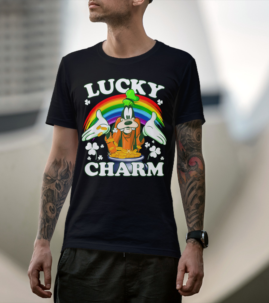 Lucky Charm Goofy Rainbow Pot Of Gold T-Shirt