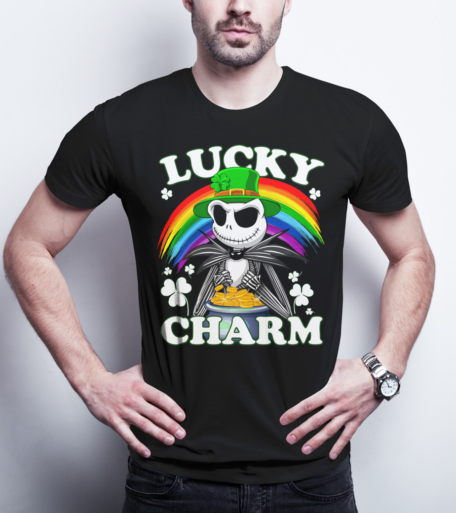 Jack Skellington Lucky Charm Rainbow Leprechaun Hat T-Shirt