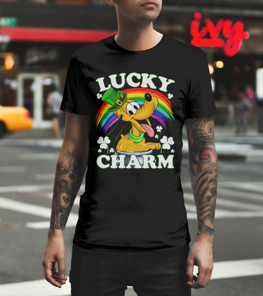 Pluto Lucky Charm Rainbow Coins Shamrock Hat T-Shirt