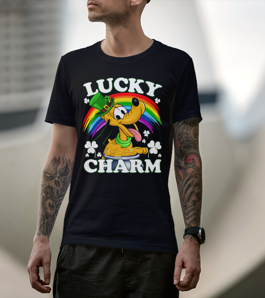 Pluto Lucky Charm Rainbow Coins Shamrock Hat T-Shirt