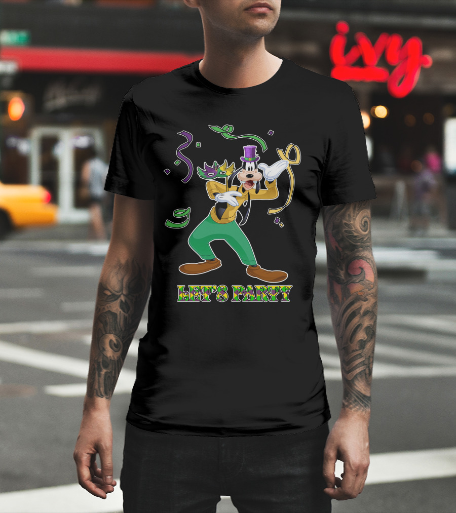 Goofy Let's Party Mardi Gras Celebration T-Shirt