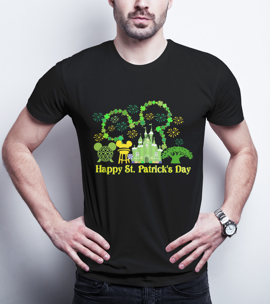 Happy St. Patrick's Day At Disney With Icons And Castles T-Shirt