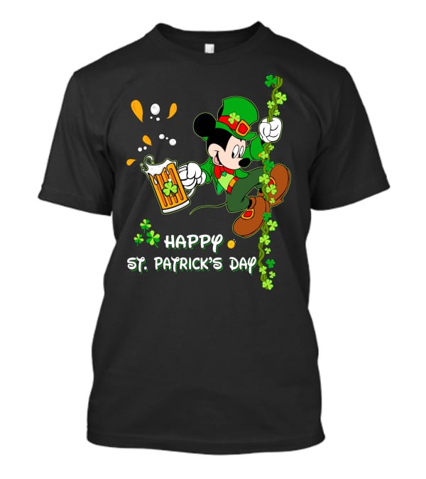 Happy St Patrick's Day Mickey Mouse Beer And Shamrocks Party T-Shirt