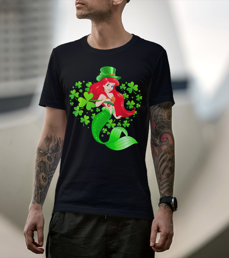 Ariel St. Patrick's Day Clover Mermaid T-Shirt