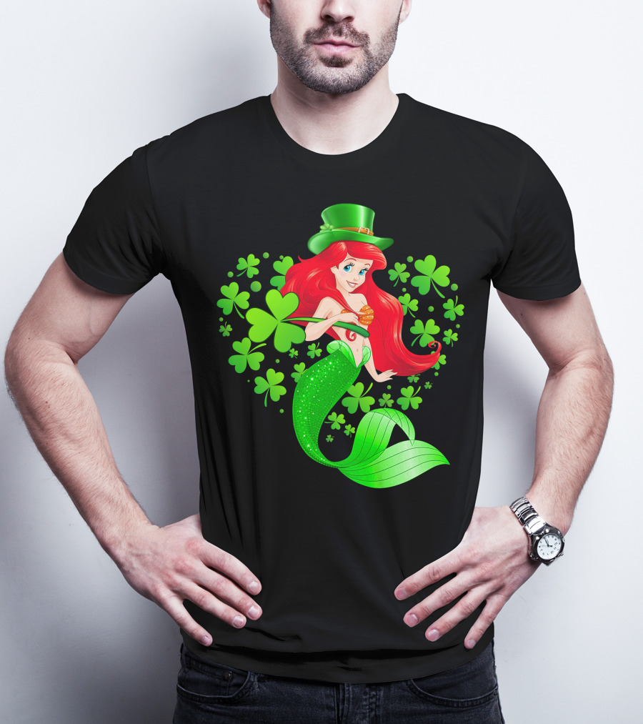 Ariel St. Patrick's Day Clover Mermaid T-Shirt