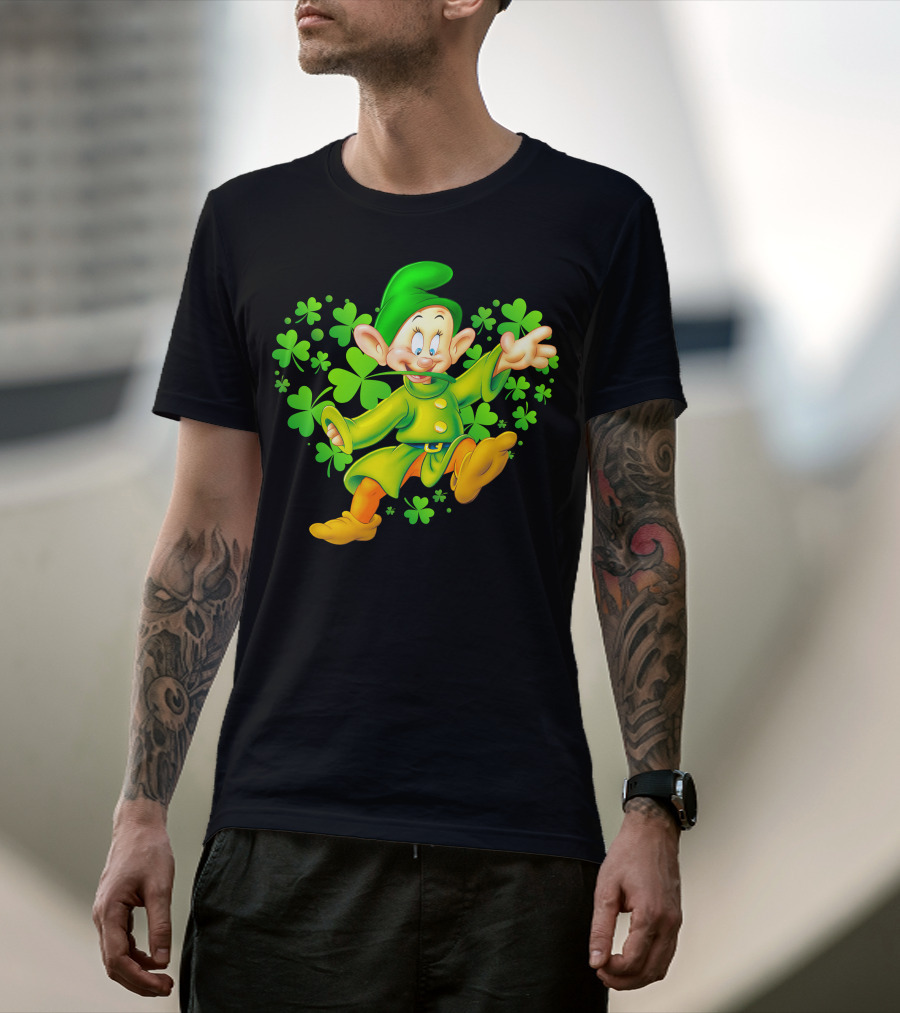 Dopey Green Clover Dance With Shamrocks T-Shirt