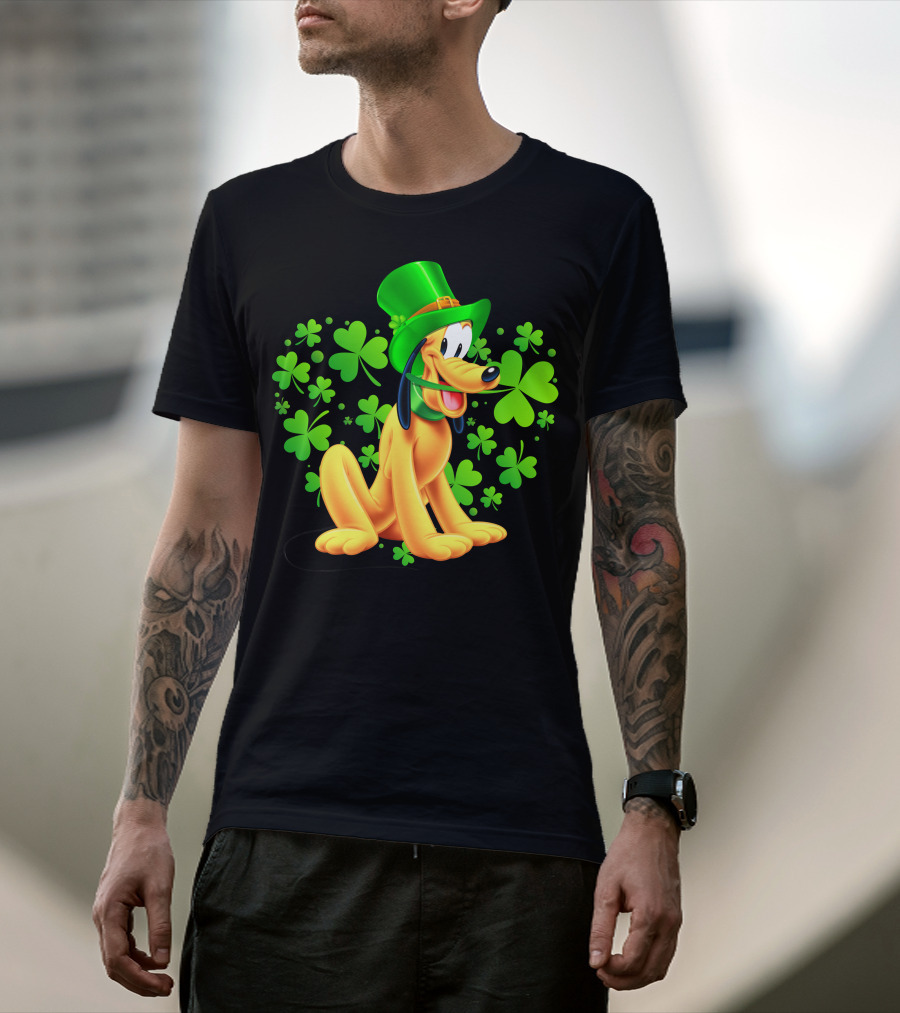 Pluto St. Patrick's Day Celebration With Green Shamrocks And Hat T-Shirt