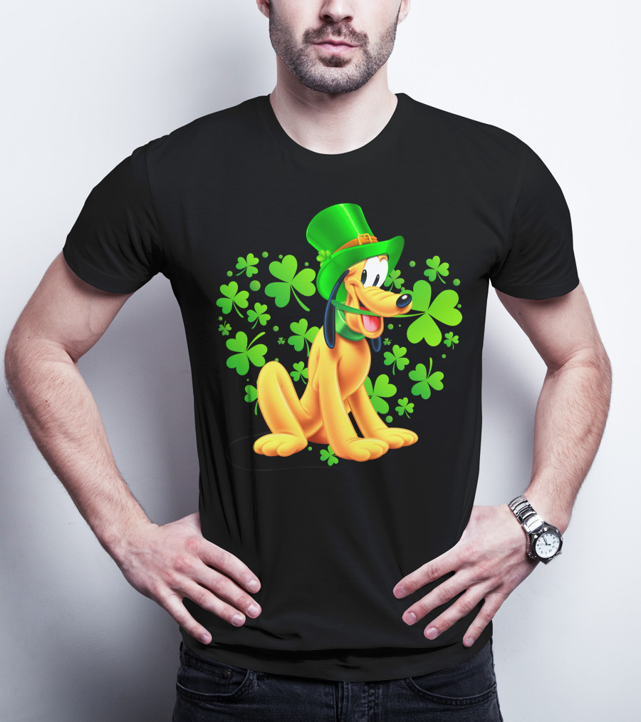Pluto St. Patrick's Day Celebration With Green Shamrocks And Hat T-Shirt