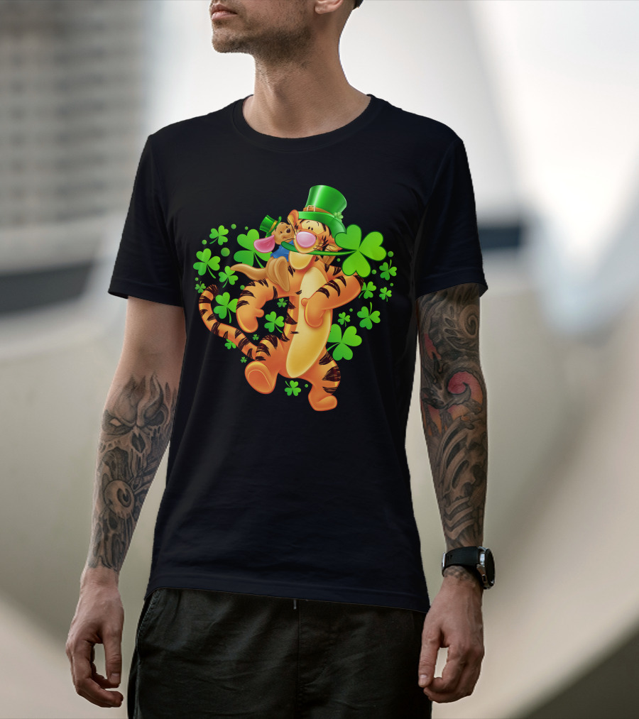 Tigger St. Patrick's Day Shamrocks Cartoon Character T-Shirt