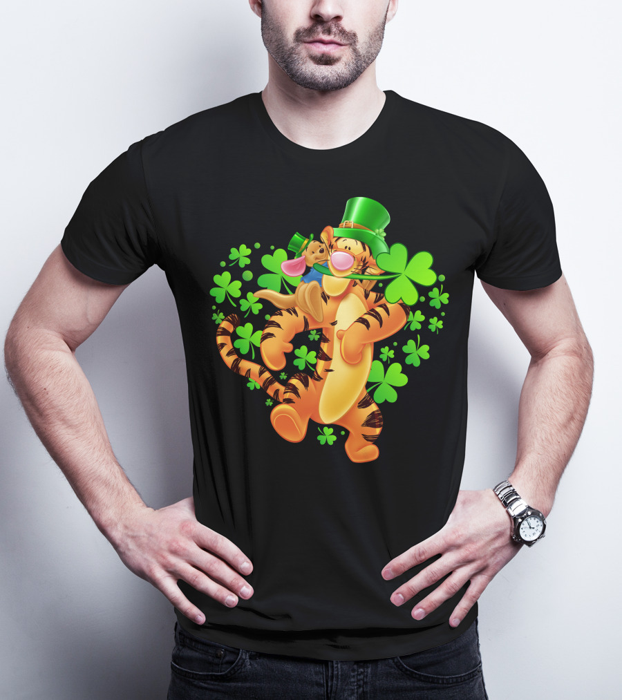 Tigger St. Patrick's Day Shamrocks Cartoon Character T-Shirt