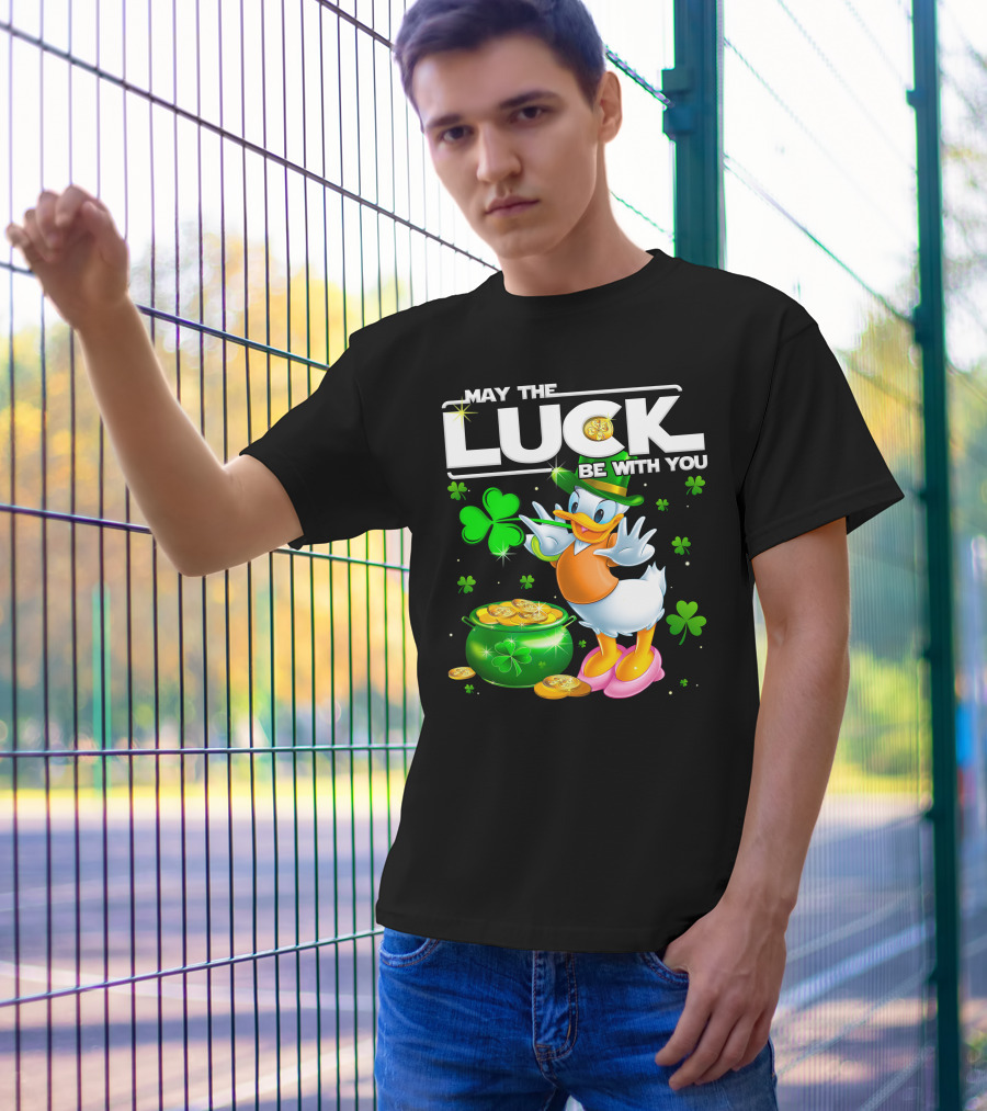 May The Luck Be With You Daisy Duck With Shamrocks And Pot Of Gold T-Shirt