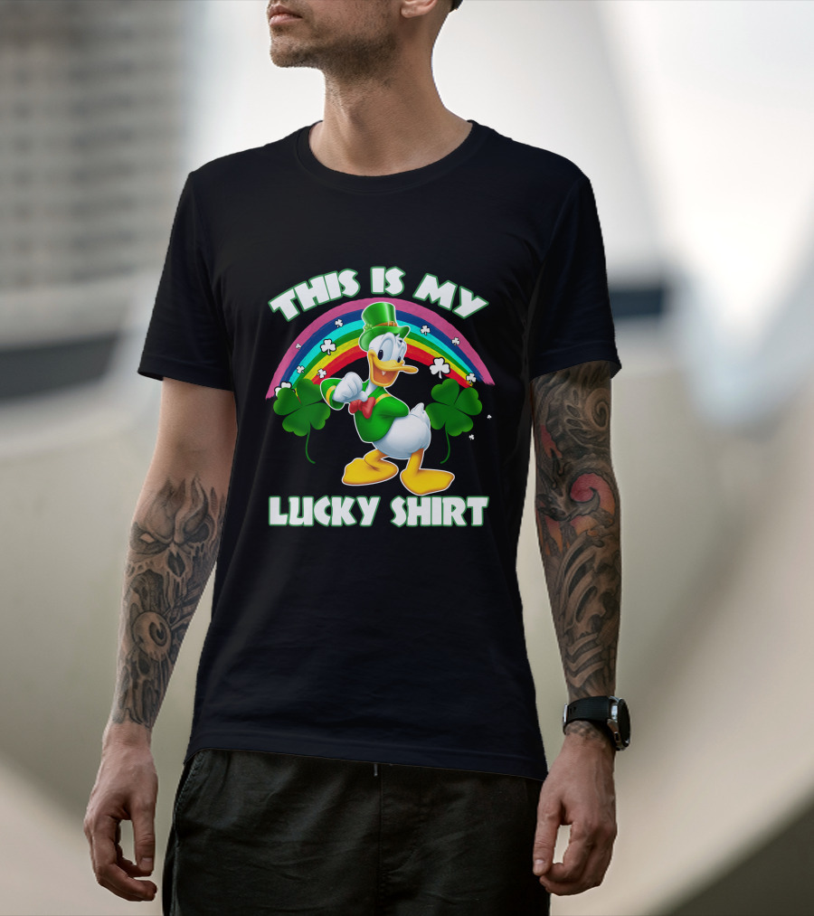 This Is My Lucky Shirt Donald Duck Rainbow Shamrock T-Shirt