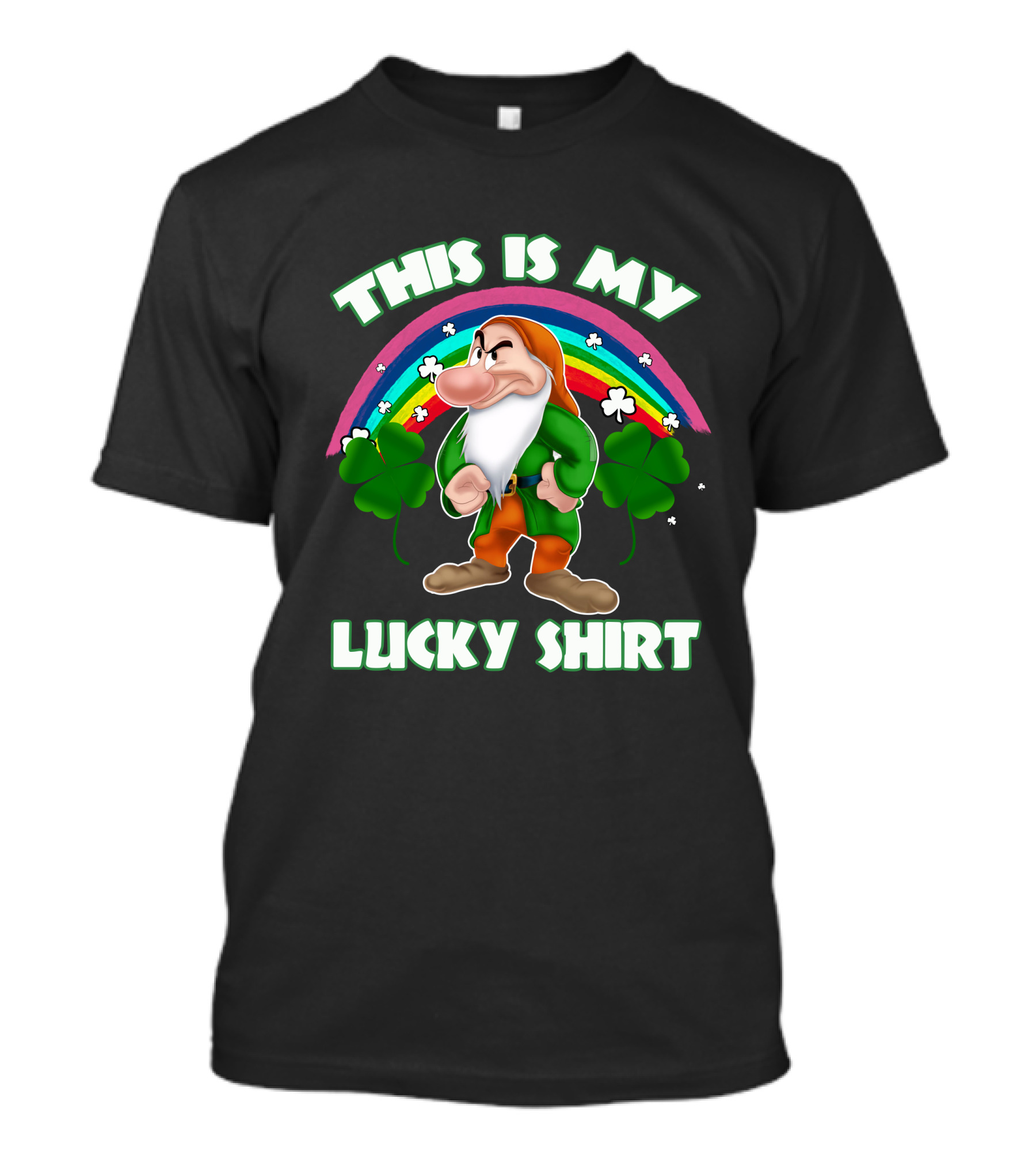 This Is My Lucky Shirt Grumpy Dwarf Rainbow Clover T-Shirt