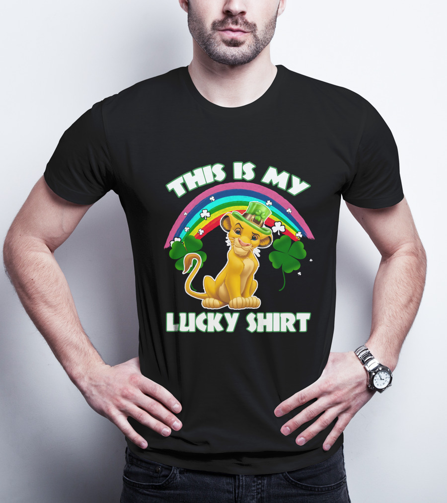 This Is My Lucky Shirt Simba Rainbow Shamrocks T-Shirt