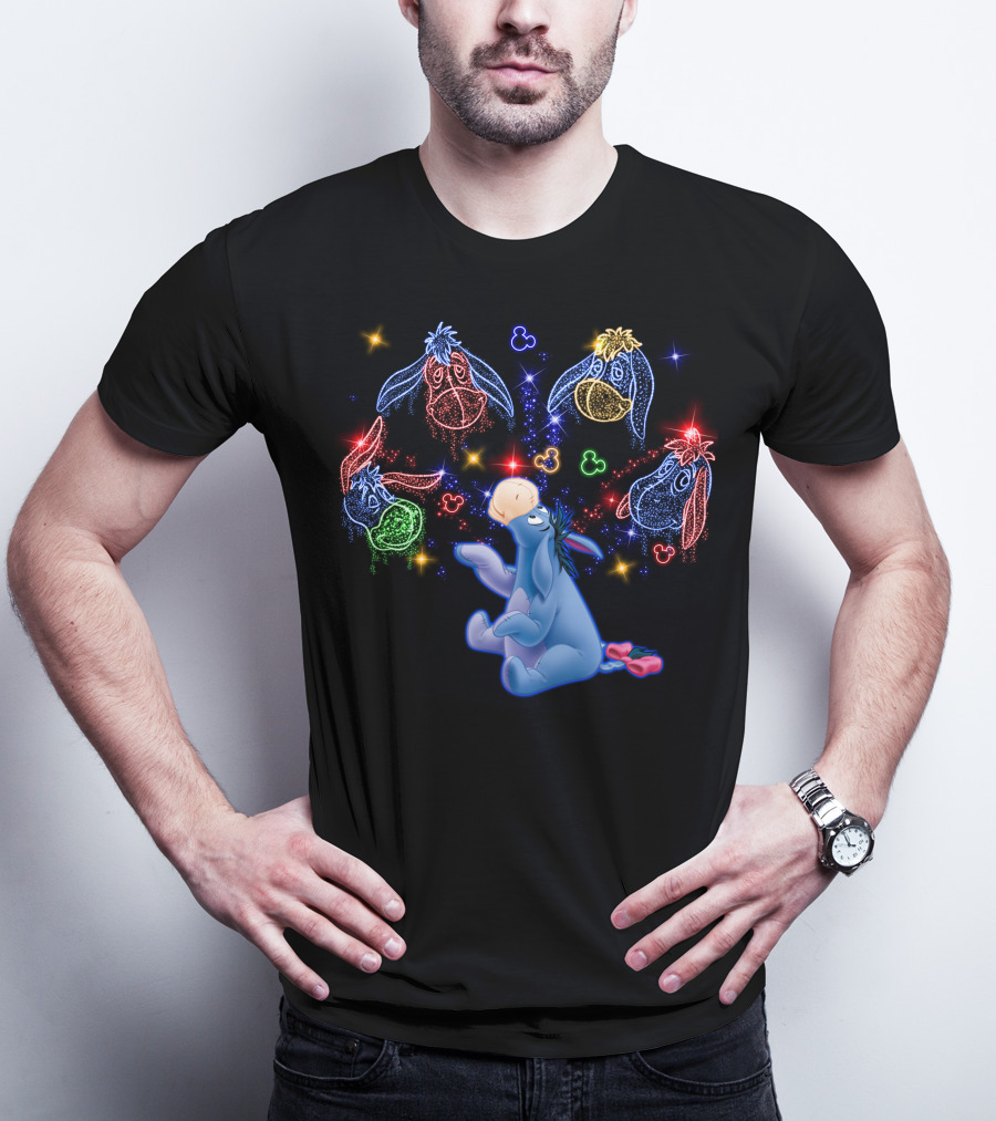 Eeyore Neon Disney Character Magic With Mickey Mouse Heads T-Shirt