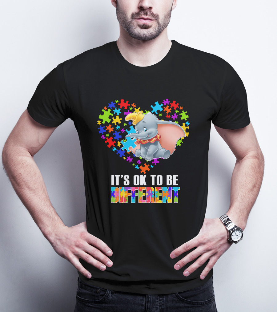 It's Ok To Be Different Dumbo Puzzle Heart T-Shirt