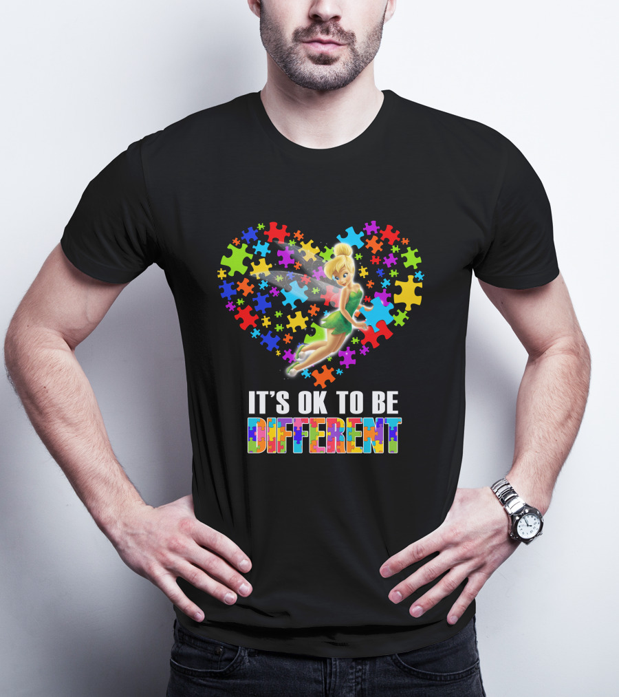 It's Ok To Be Different Tinker Bell Puzzle Heart T-Shirt
