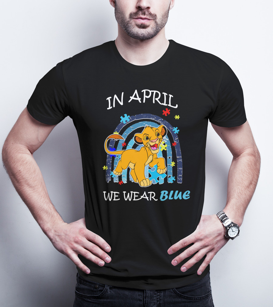 In April We Wear Blue Simba Autism Awareness T-Shirt