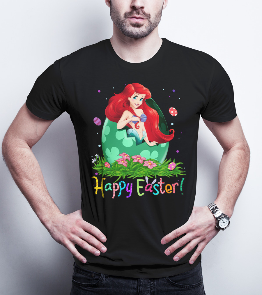 Happy Easter Ariel Egg And Flowers T-Shirt