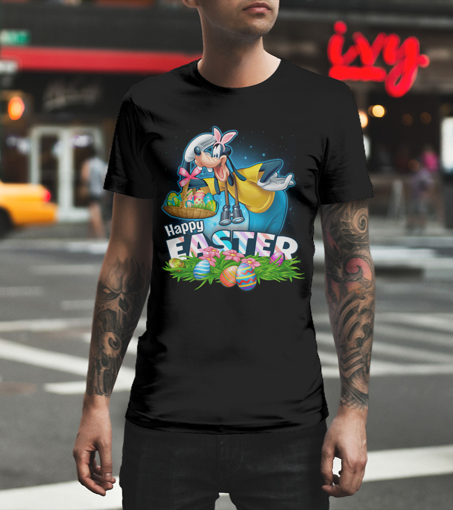 Goofy Happy Easter Basket Of Eggs T-Shirt