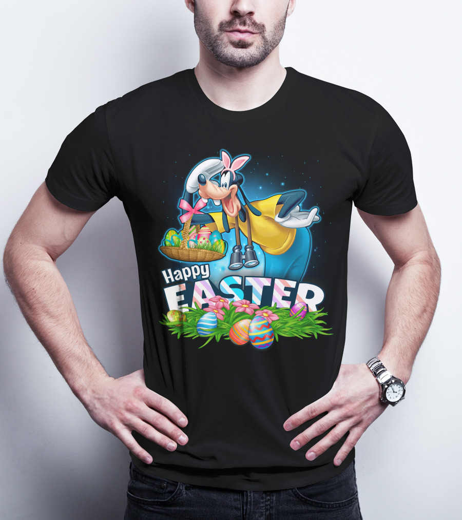 Goofy Happy Easter Basket Of Eggs T-Shirt