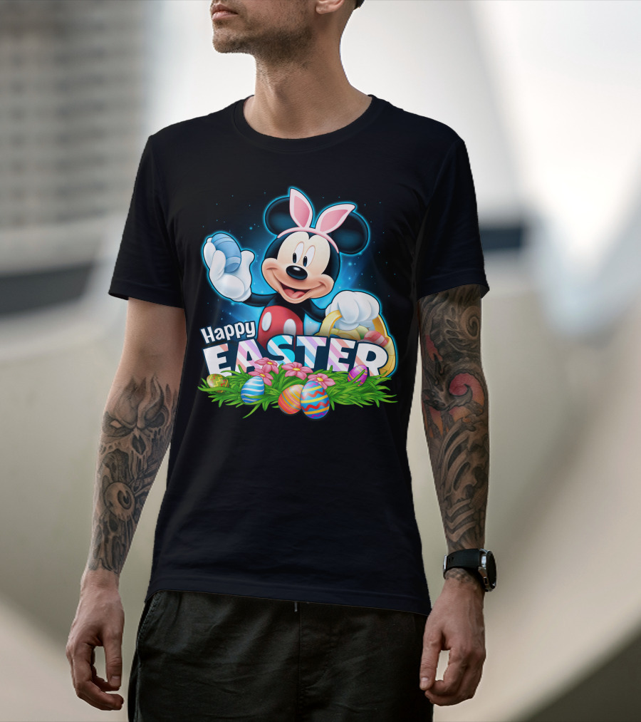 Mickey Mouse Happy Easter Bunny Ears Basket Eggs T-Shirt