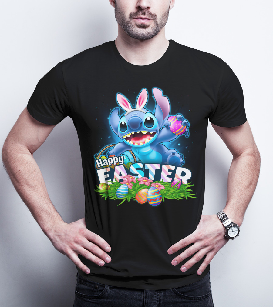 Happy Easter STITCH Easter Eggs Rabbit Ears T-Shirt