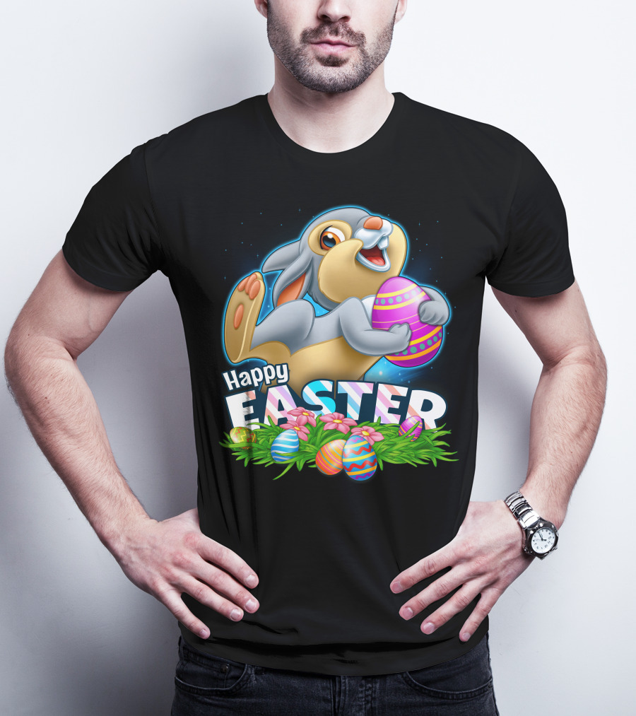 THUMPER Happy Easter Colorful Eggs And Bunny T-Shirt