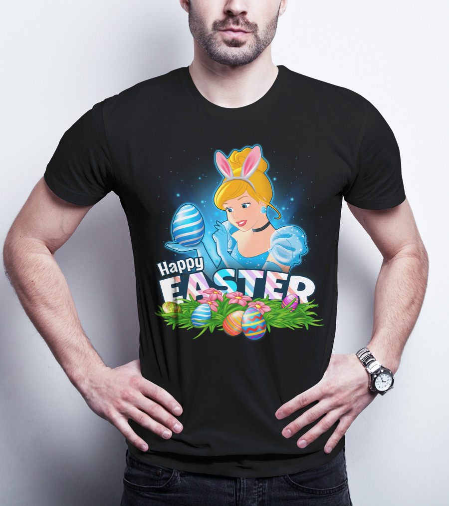 Cinderella Happy Easter Colorful Eggs And Bunny Ears T-Shirt