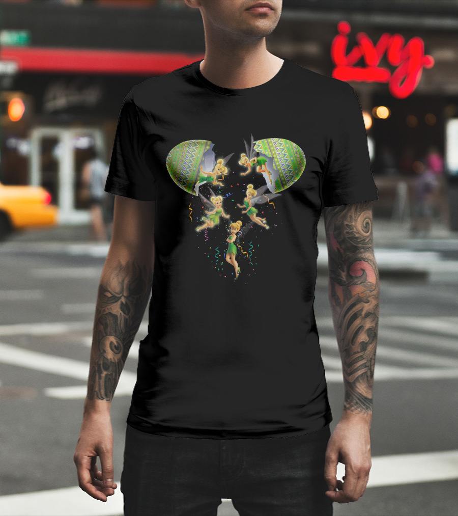 Tinker Bell Disney Fairy Heart With Colorful Sparkle Burst T-Shirt