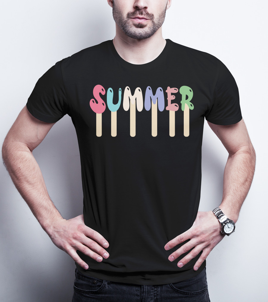 SUMMER ICE CREAM MELTING LETTERS POPSICLE T-Shirt