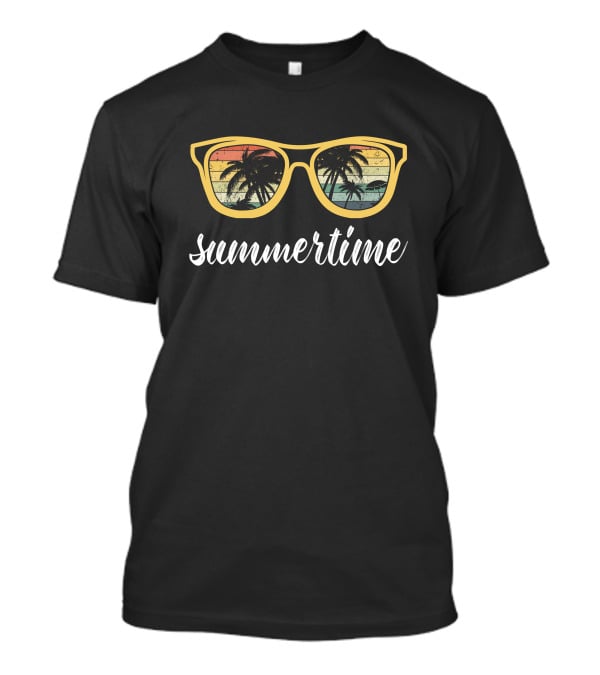 Summertime Sunglasses Palm Trees Retro T-Shirt
