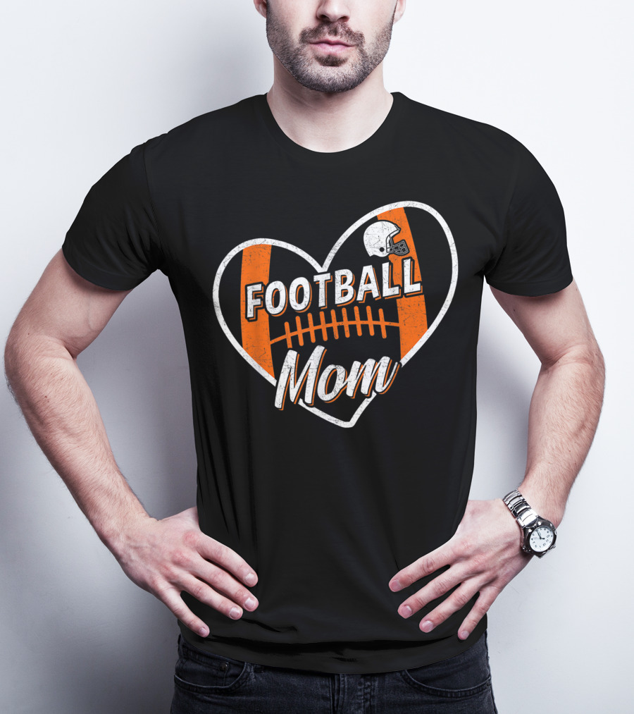 Football Mom Heart Helmet Sport T-Shirt