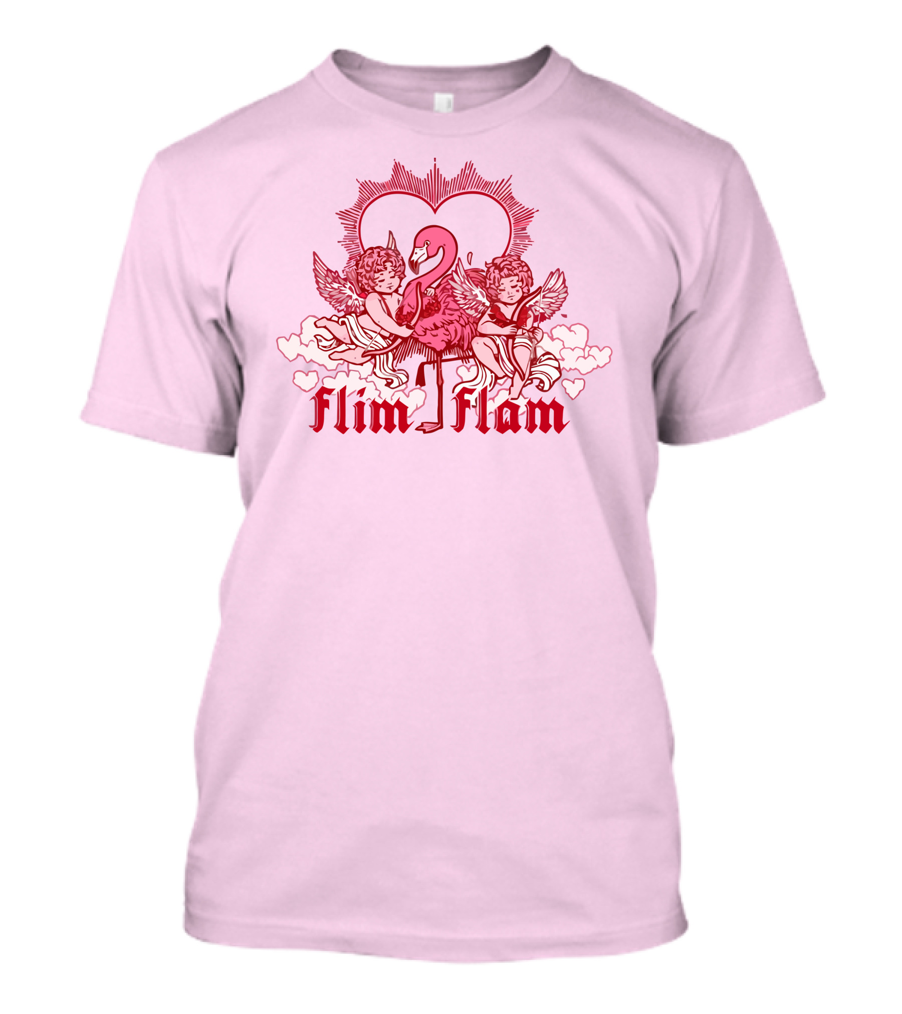 FLIM FLAM CHERUB LIGHT PINK HEART FLAMINGO T-Shirt