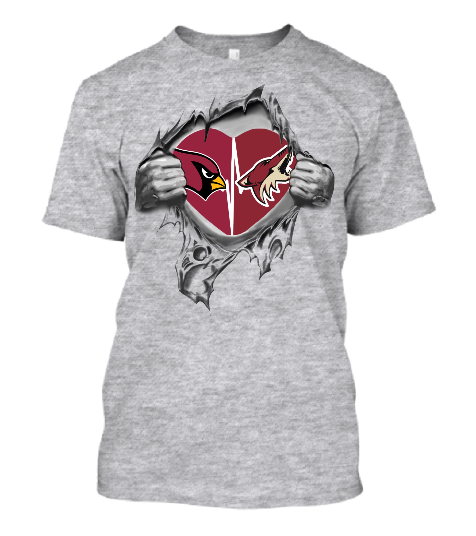 Arizona Cardinals Coyotes Heart Logo Burst T-Shirt