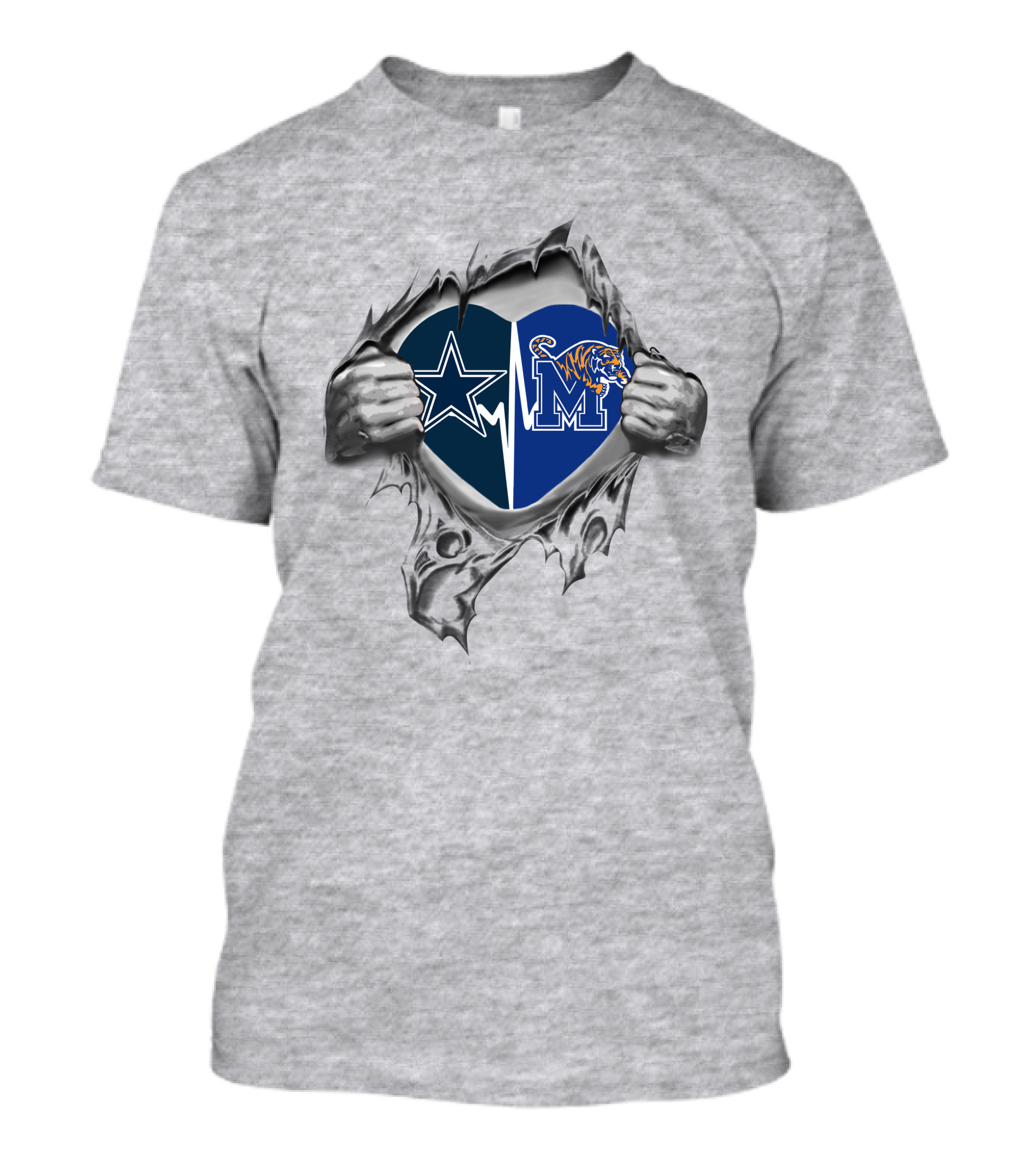 Cowboys Star Memphis Tigers Heart Symbol Unity T-Shirt
