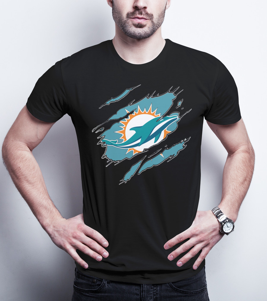 Miami Dolphins Ripped Claw Marks T-Shirt