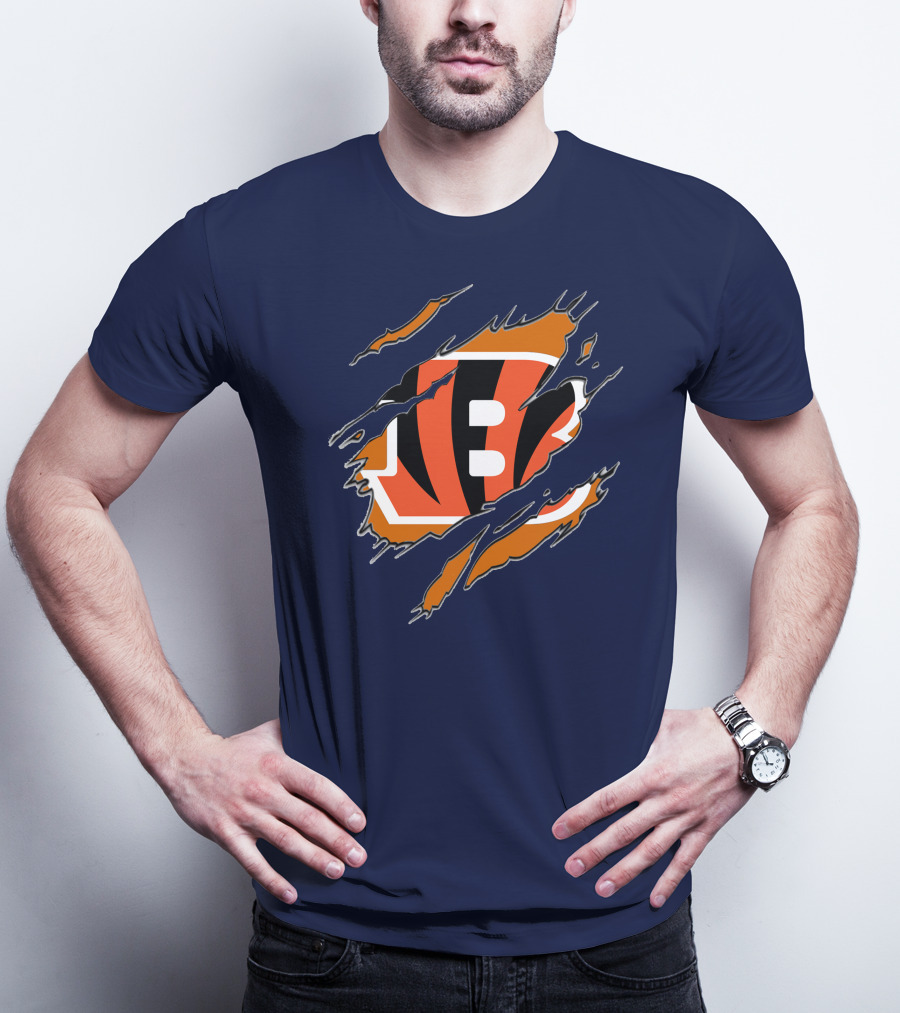 Cincinnati Bengals Claw Mark Logo Tearing Effect T-Shirt