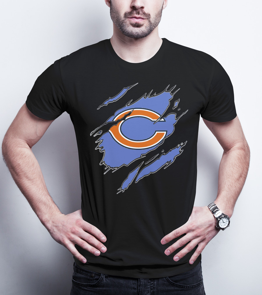 Chicago Bears Iconic C Logo In Claw Marks T-Shirt