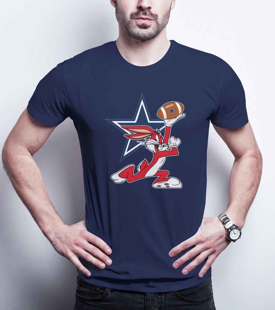 Dallas Cowboys Bunny Holding Football Star T-Shirt