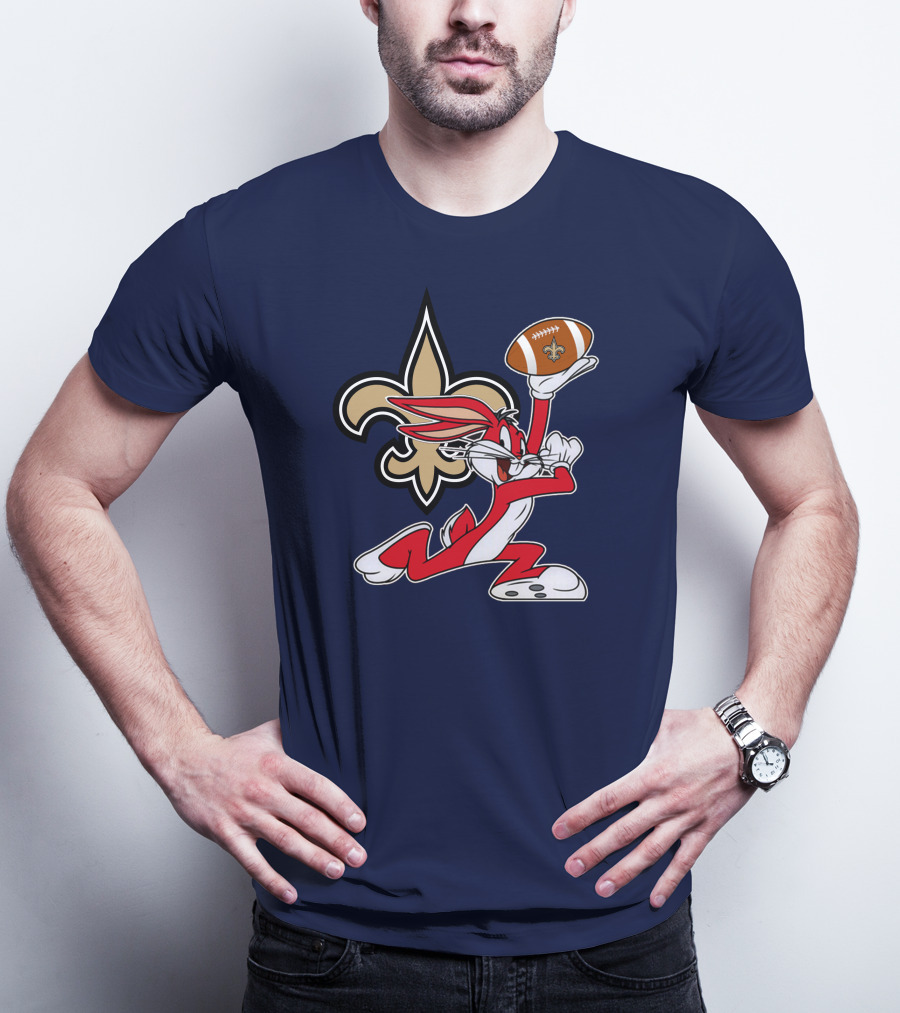 New Orleans Saints Bugs Bunny Football Fleur-de-Lis T-Shirt