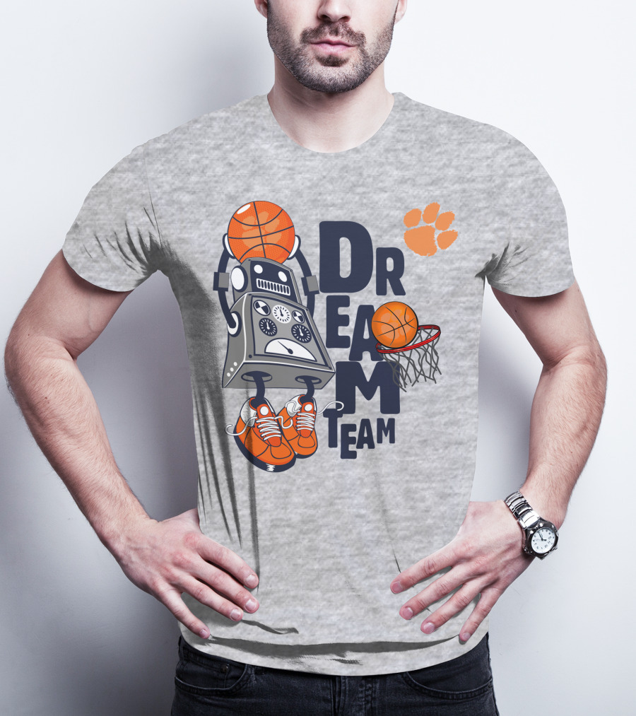 Clemson Dream Team Basketball Robot And Paw Print T-Shirt