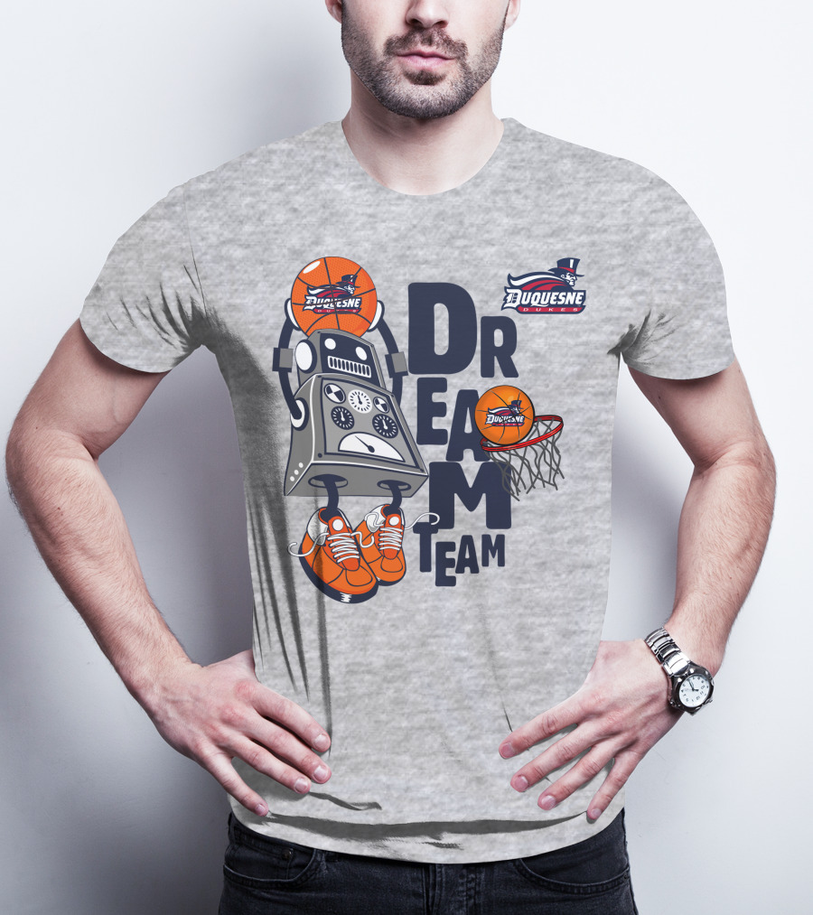 Duquesne Dukes Dream Team Basketball Robot And Hoop T-Shirt