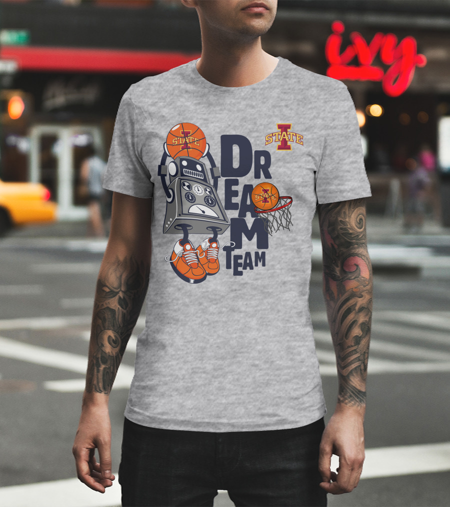 Lowa State Dream Team Basketball Robot And Hoop T-Shirt